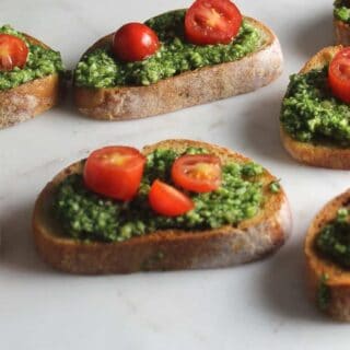 Classic Basil Pesto Crostini - Cooking Chat