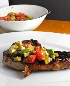 Grilled Ribeye with Hatch Chile Avocado Salsa - Cooking Chat