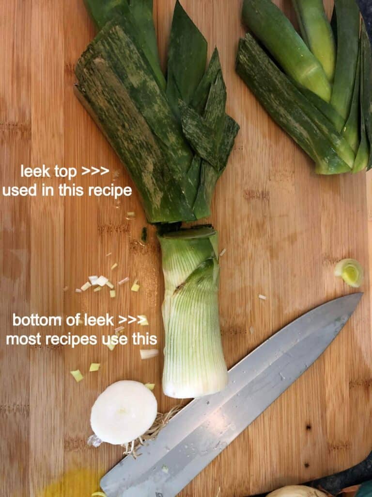 Sautéed Leek Greens with Bacon - Cooking Chat