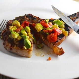 Grilled Ribeye with Hatch Chile Avocado Salsa - Cooking Chat